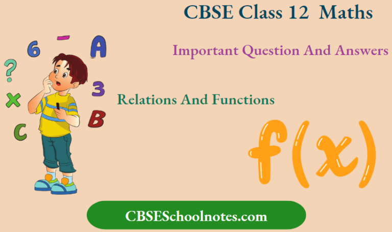 Relations and Functions Class 12 Maths Important Questions Chapter 1 ...