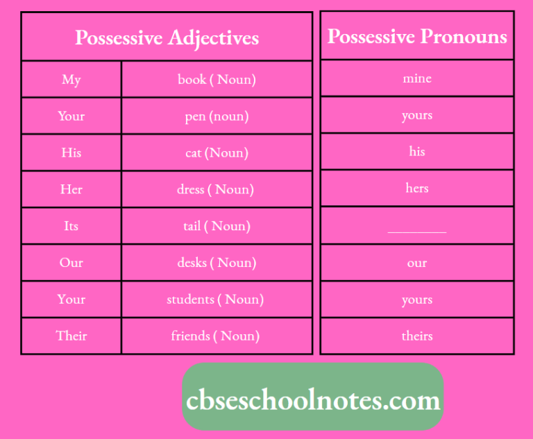 CBSE Class 8 English Chapter 3 Pronouns - CBSE School Notes
