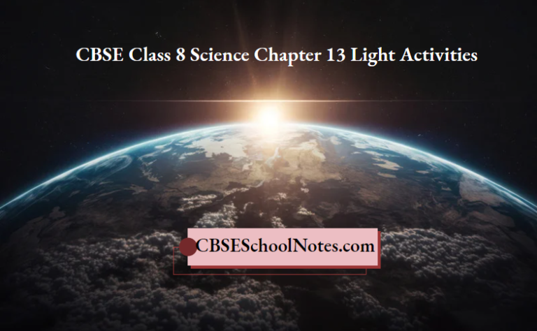 CBSE Class 8 Science Chapter 13 Light Activities - CBSE School Notes